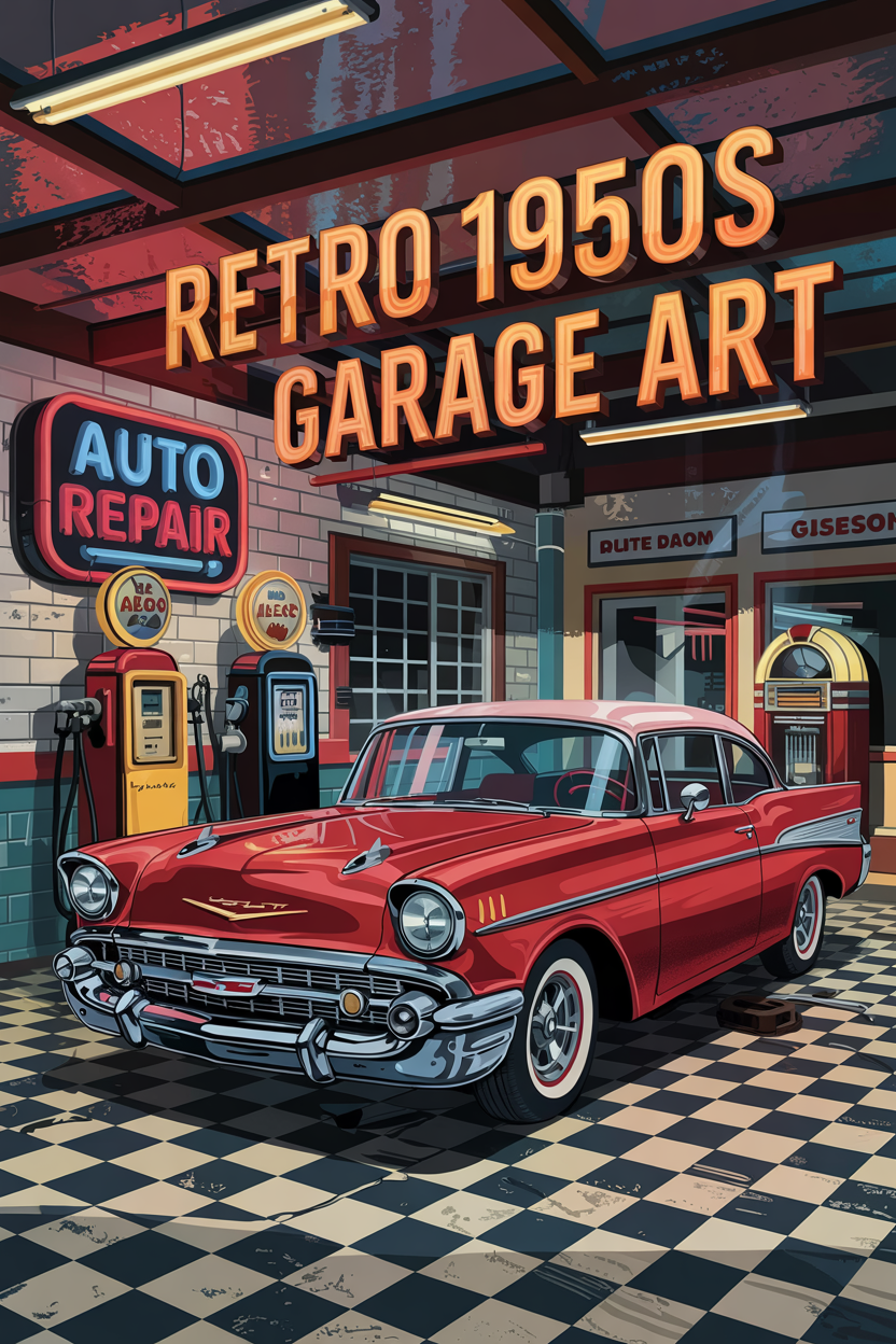 Retro 1950s Garage Art to Pump Up Your Space